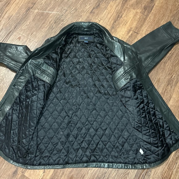 GAP | Jackets & Coats | Vintage Gap Mens Leather Jacket Black Button ...